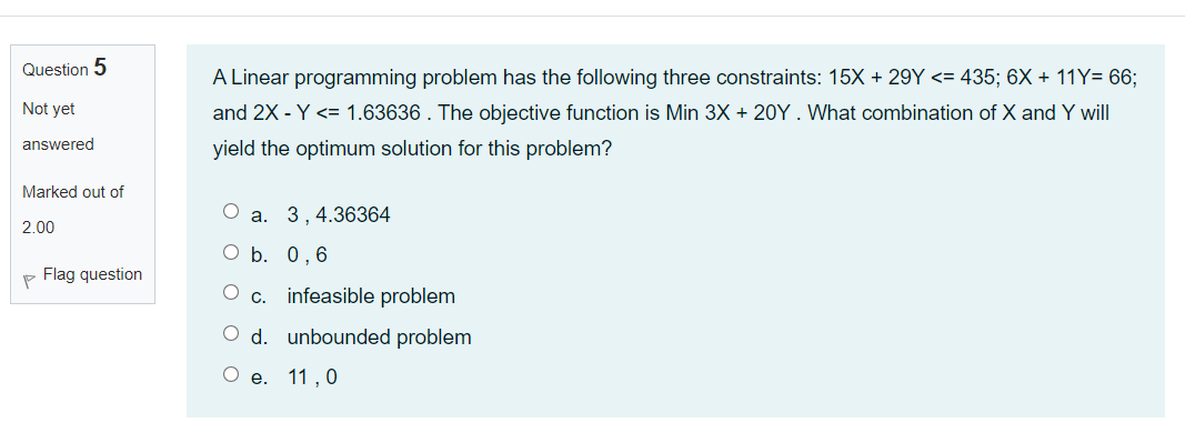 Solved Question 5 Not yet A Linear programming problem has | Chegg.com