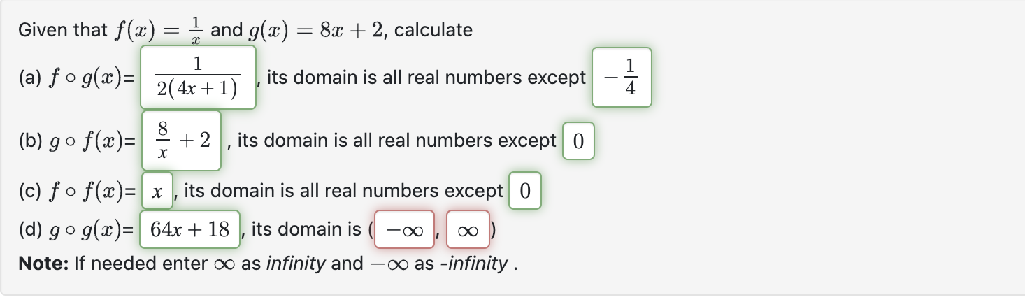 Solved Given that f(x)=1x ﻿and g(x)=8x+2, | Chegg.com