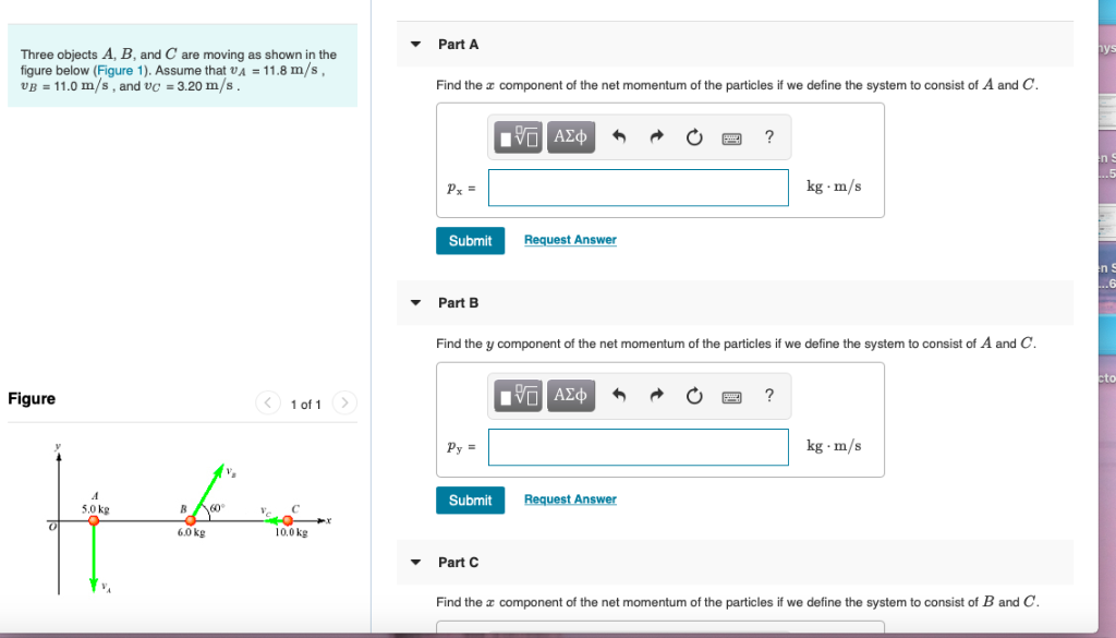 Solved Part A Three objects A, B, and C are moving as shown | Chegg.com