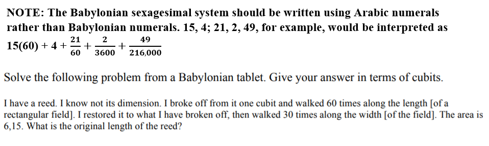 Solved NOTE: The Babylonian sexagesimal system should be | Chegg.com