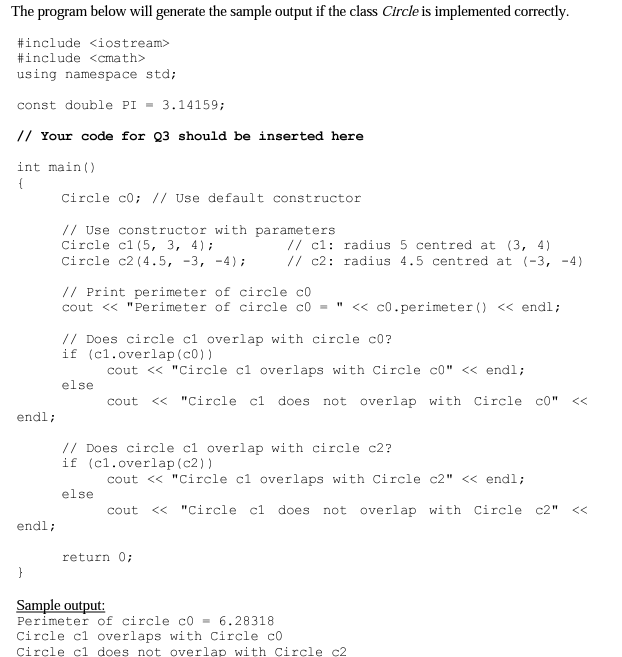 Solved Write A Class Circle That Represents A Circle In The 