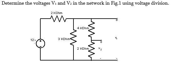Solved Determine the voltages V1 and V2 in the network in | Chegg.com