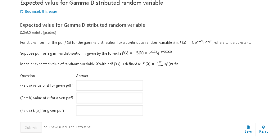 Solved Expected value for Gamma Distributed random variable | Chegg.com