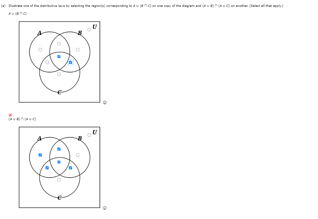 Solved (a) Illustrate one of the distributive laws by | Chegg.com