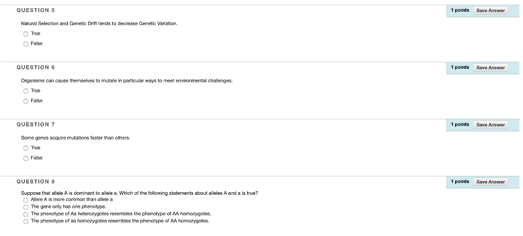 Solved QUESTION 5 1 points Save Answer Natural Selection and | Chegg.com