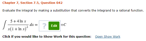 Solved Chapter 7, Section 7.5, Question 028 Evaluate the | Chegg.com