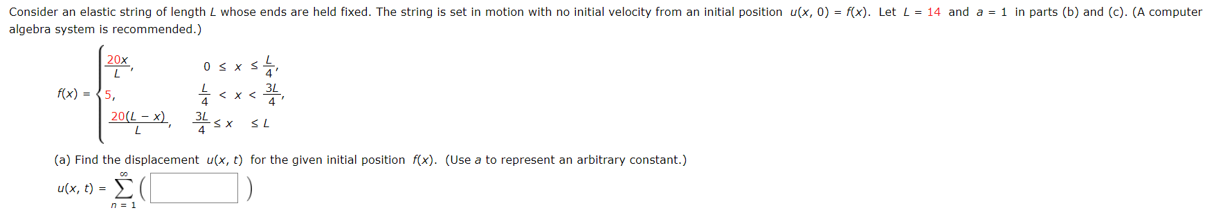 Solved Consider an elastic string of length L whose ends are | Chegg.com