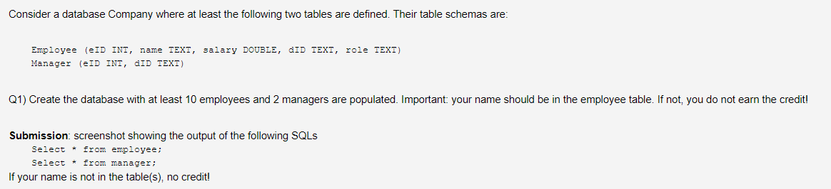 Solved Consider a database Company where at least the | Chegg.com