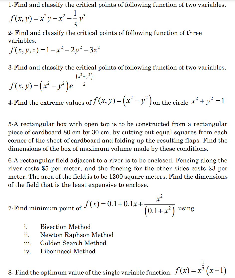 Solved f(x,y)=x2y−x2−31y3 2- Find and classify the critical | Chegg.com