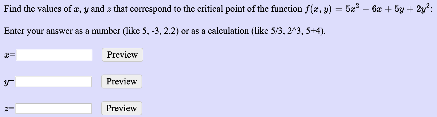 Solved Find the values of x, y and z that correspond to the | Chegg.com
