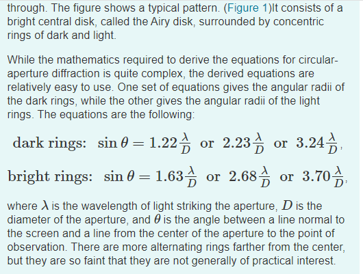 Solved Airy disk 2 DC through. The figure shows a typical | Chegg.com