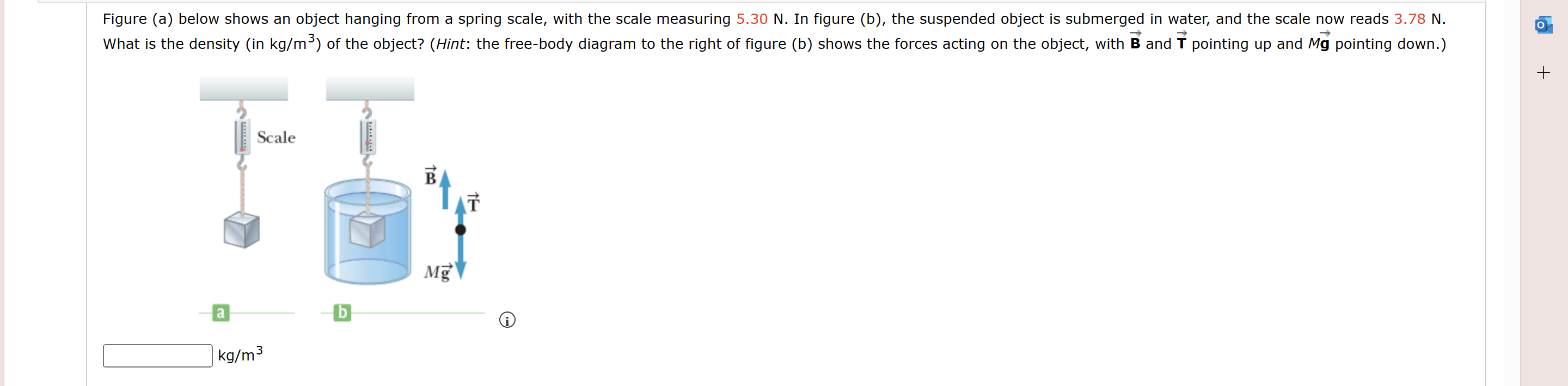 Solved Figure (a) ﻿below shows an object hanging from a | Chegg.com