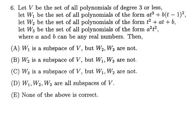 Solved 6. Let V be the set of all polynomials of degree 3 or | Chegg.com