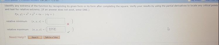 Solved Identify any extrema of the function by recognizing | Chegg.com