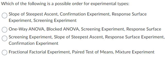 Solved Which Of The Following Is A Possible Order For