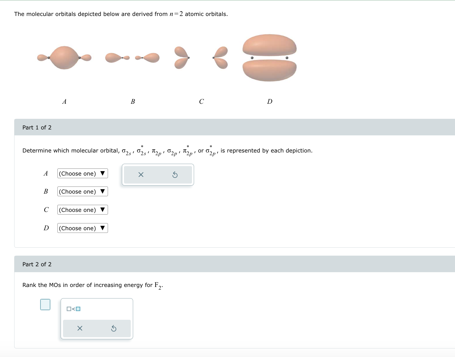 Solved The molecular orbitals depicted below are derived | Chegg.com
