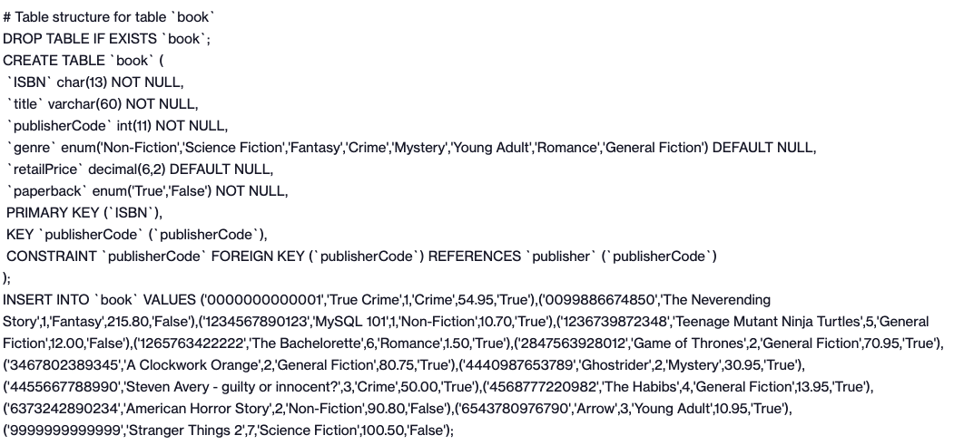 Solved Using the BOOKSTORE database, write a query to | Chegg.com