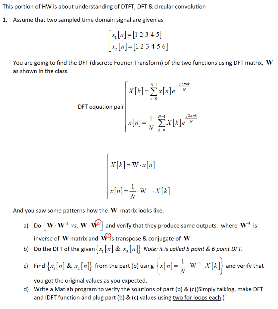 This portion of HW is about understanding of DTFT, | Chegg.com