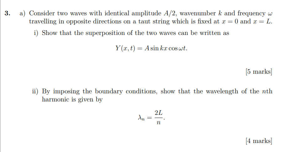 Solved 3. = a) Consider two waves with identical amplitude | Chegg.com