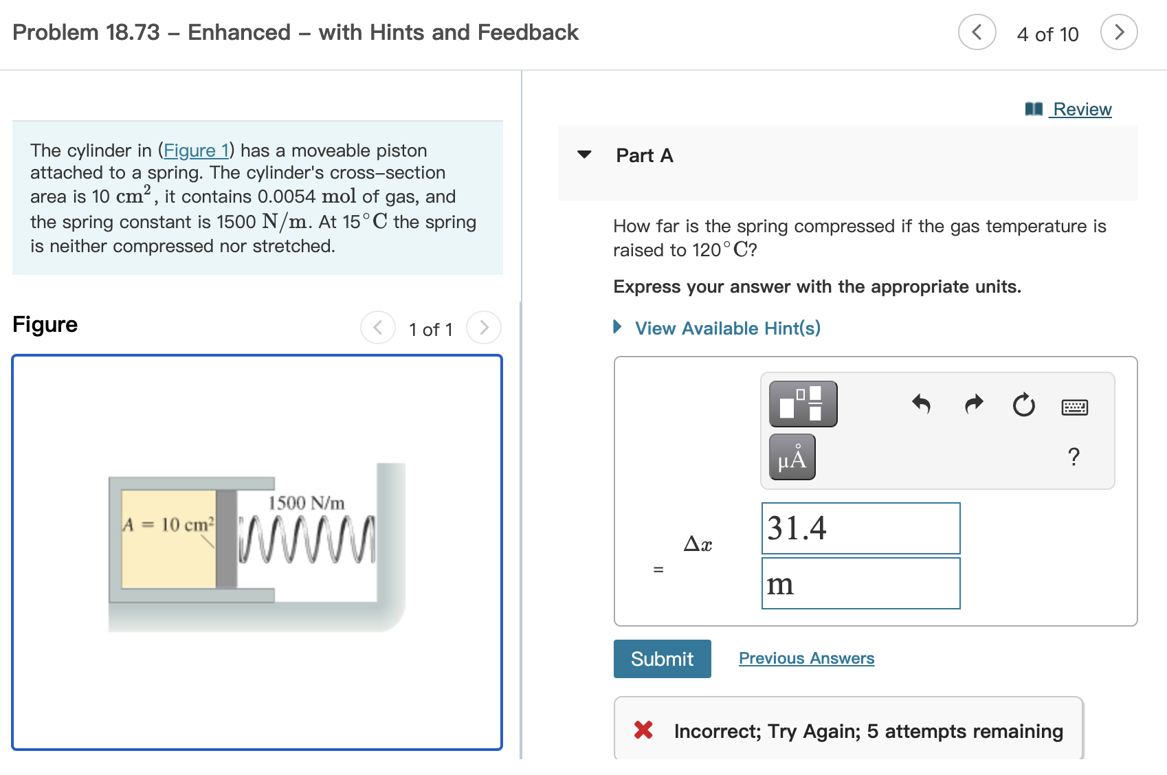 Solved Problem 18.73 - Enhanced - with Hints and Feedback 4 | Chegg.com