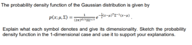 The probability density function of the Gaussian | Chegg.com