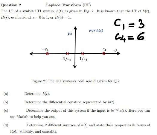 Question 2 Laplace Transform (LT) The LT of a stable | Chegg.com