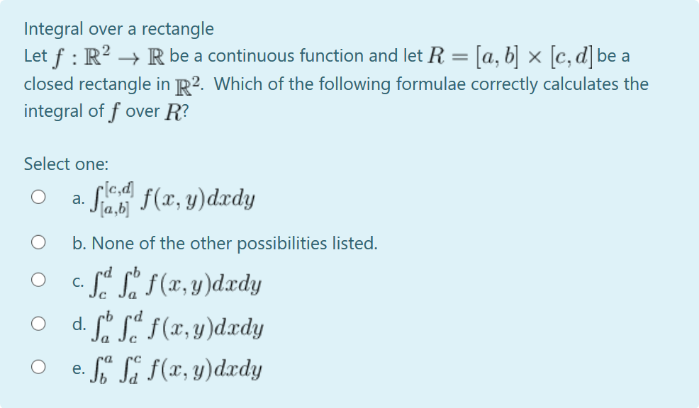 Solved Integral over a rectangle Let f : R2 R be a | Chegg.com