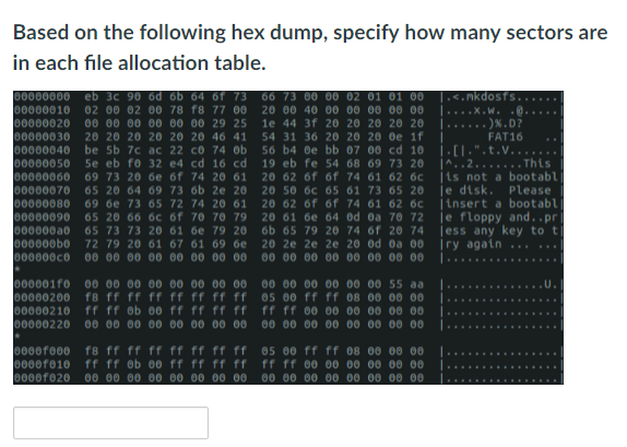 Based on the following hex dump, specify how many | Chegg.com