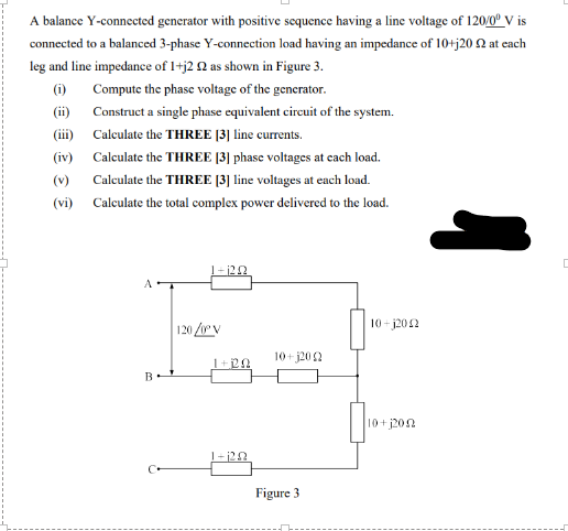 Solved A balance Y-connected generator with positive | Chegg.com