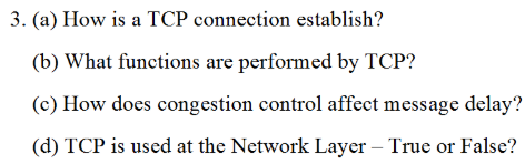 Solved 3. (a) How is a TCP connection establish? (b) What | Chegg.com