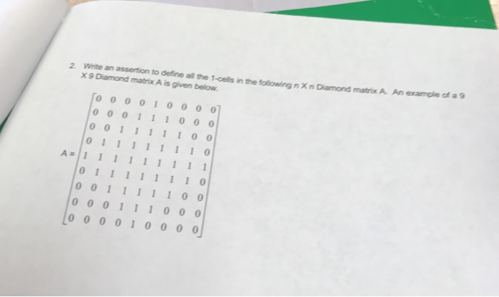 Solved Write An Assertion To Define All The 1 Cells In An N 8151
