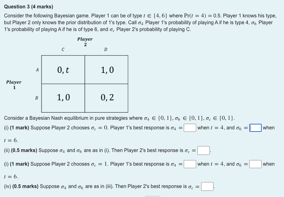 Solved Question 3 (4 marks) Consider the following Bayesian | Chegg.com