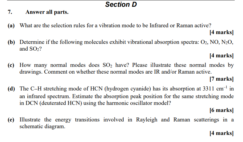 Solved (a) What are the selection rules for a vibration mode | Chegg.com