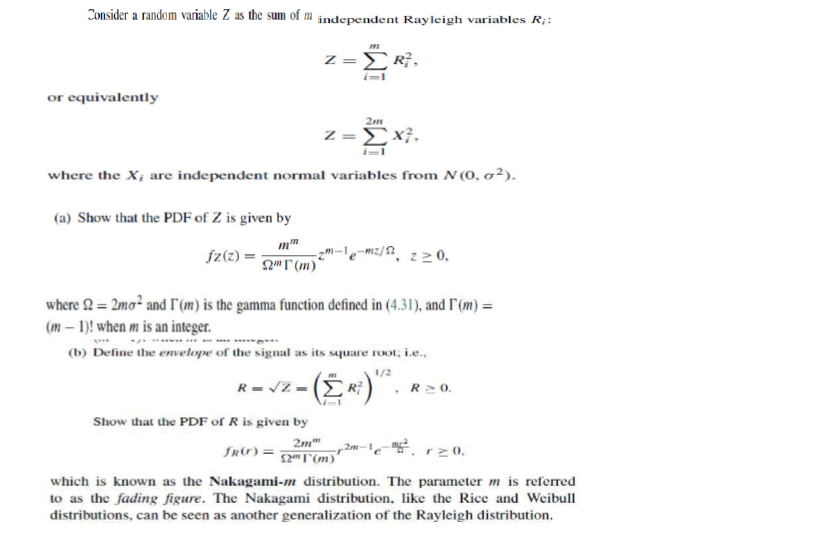 Solved Consider a random variable Z as the sum of m | Chegg.com