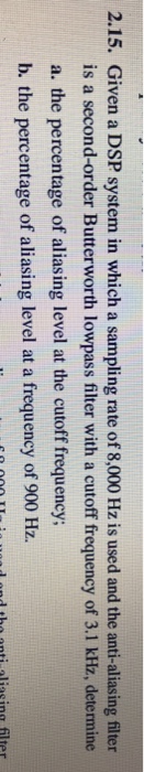 Solved 2.15. Given a DSP system in which a sampling rate of | Chegg.com