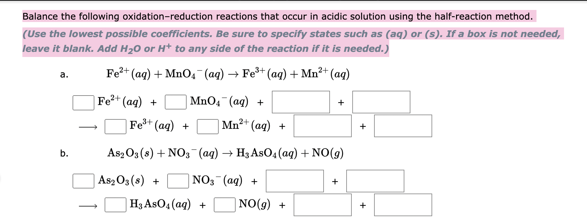 [Solved]: Balance the following oxidationreduction reactions