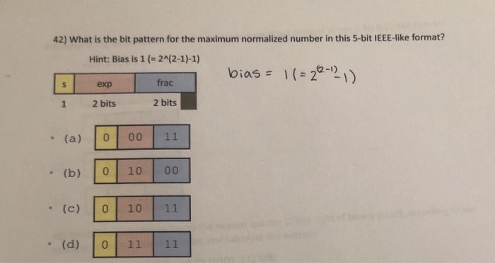 Solved 42) What is the bit pattern for the maximum | Chegg.com