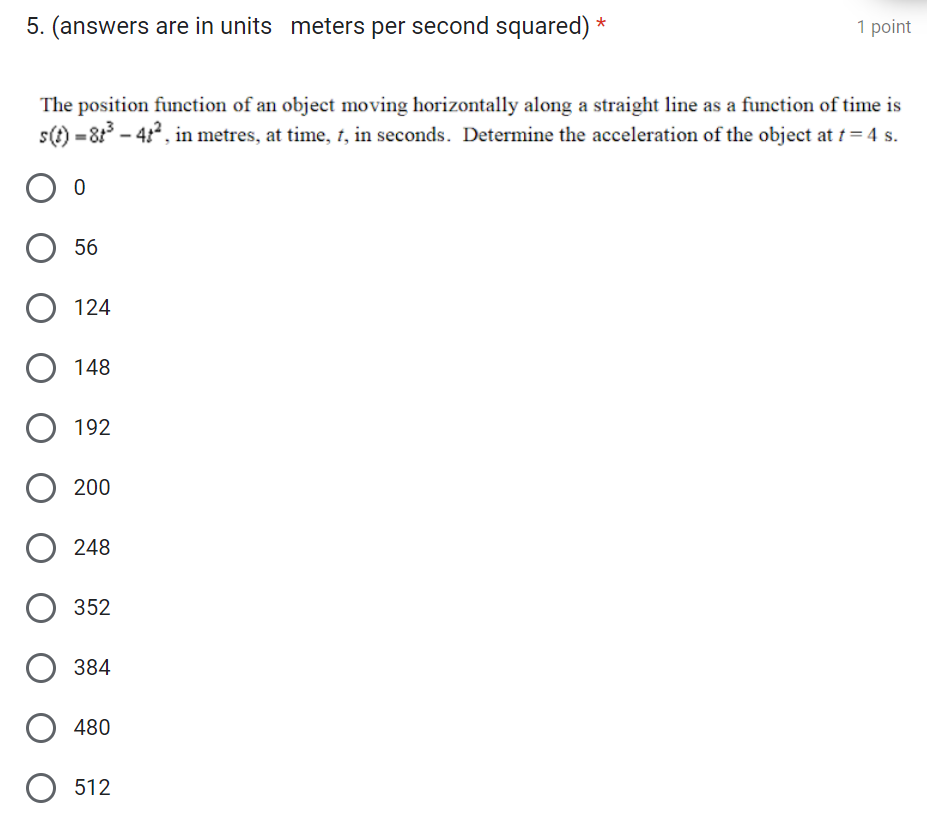 Solved 5. (answers are in units meters per second squared) * | Chegg.com