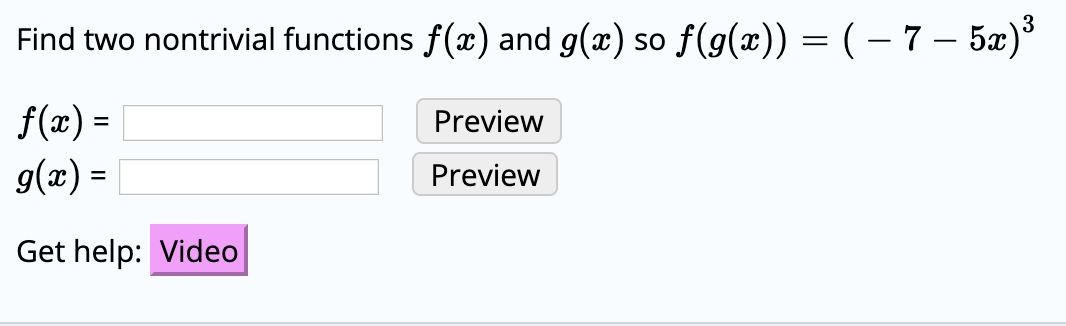 Solved Find two nontrivial functions f(x) and g(x) so | Chegg.com