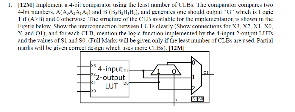Solved [12M] ﻿Implement a 4-bit comparator using the least | Chegg.com