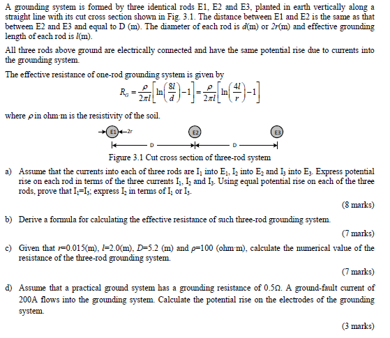 A grounding system is formed by three identical rods | Chegg.com
