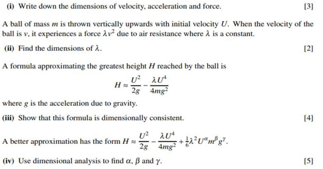 Solved (i) Write down the dimensions of velocity, | Chegg.com