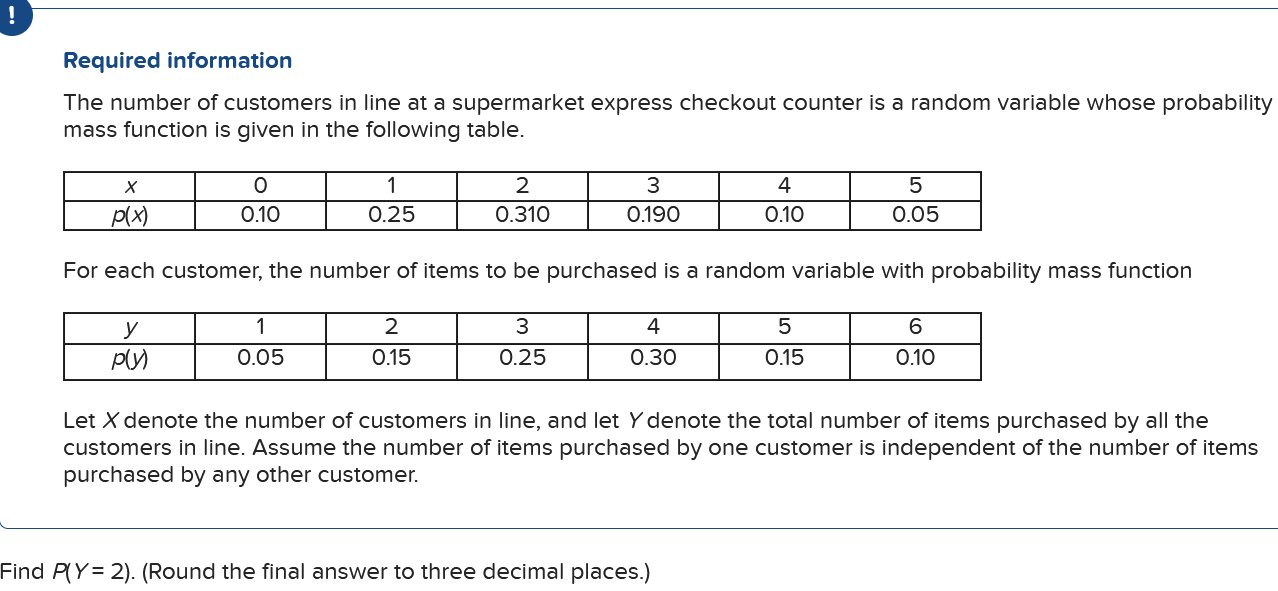 Solved Required information The number of customers in line | Chegg.com