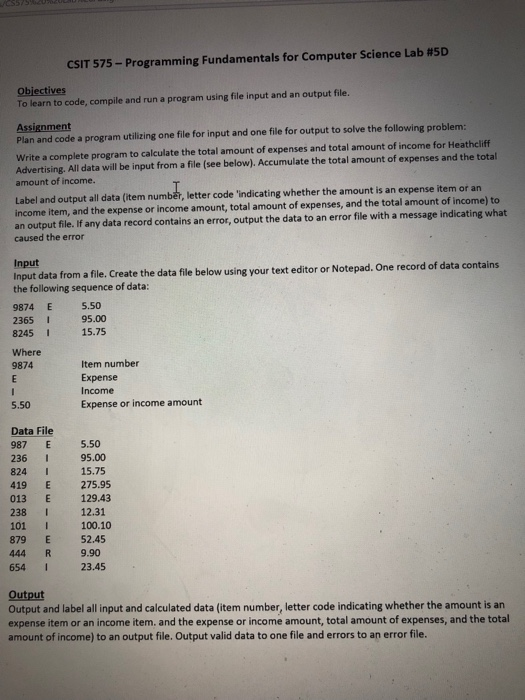 Solved Csit 575 Programming Fundamentals For Computer 