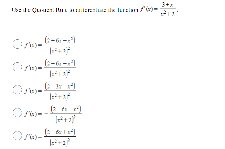 Solved Use The Quotient Rule To Differentiate The Function