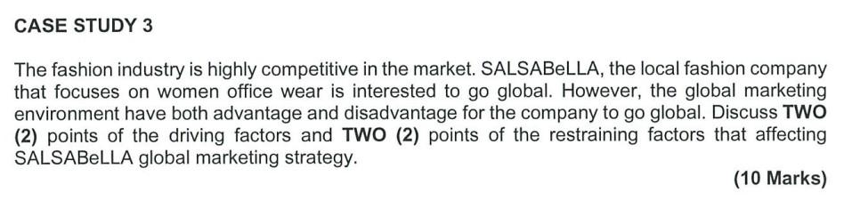 Solved CASE STUDY 3 The fashion industry is highly | Chegg.com