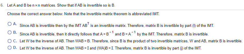 Solved Let A And B Be N×n Matrices Show That If Ab Is 