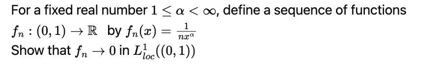 Solved For a fixed real number 1≤α