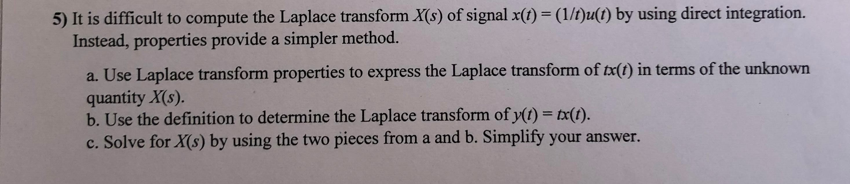 Solved 5) It is difficult to compute the Laplace transform | Chegg.com