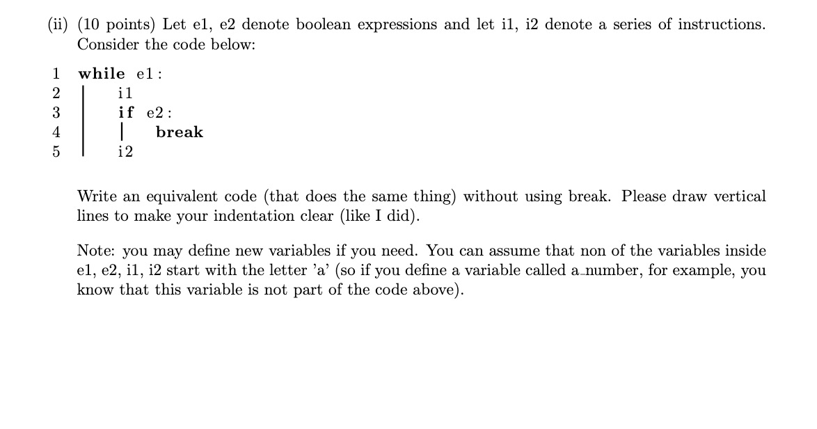 Solved (ii) (10 points) Let el, e2 denote boolean | Chegg.com